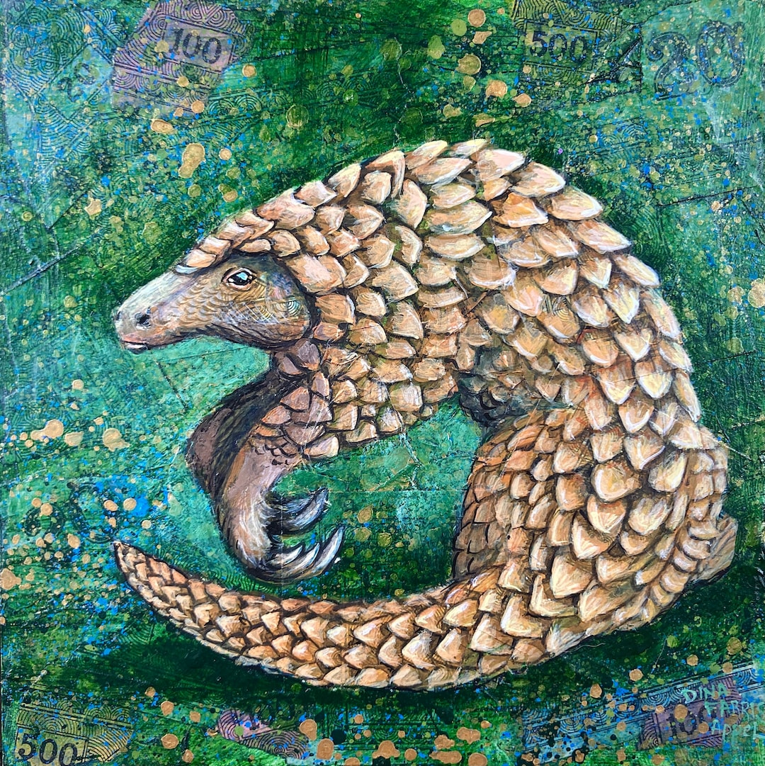 Pangolin Art, Pangolin Painting // One of A Kind Painting on Wood Panel ...