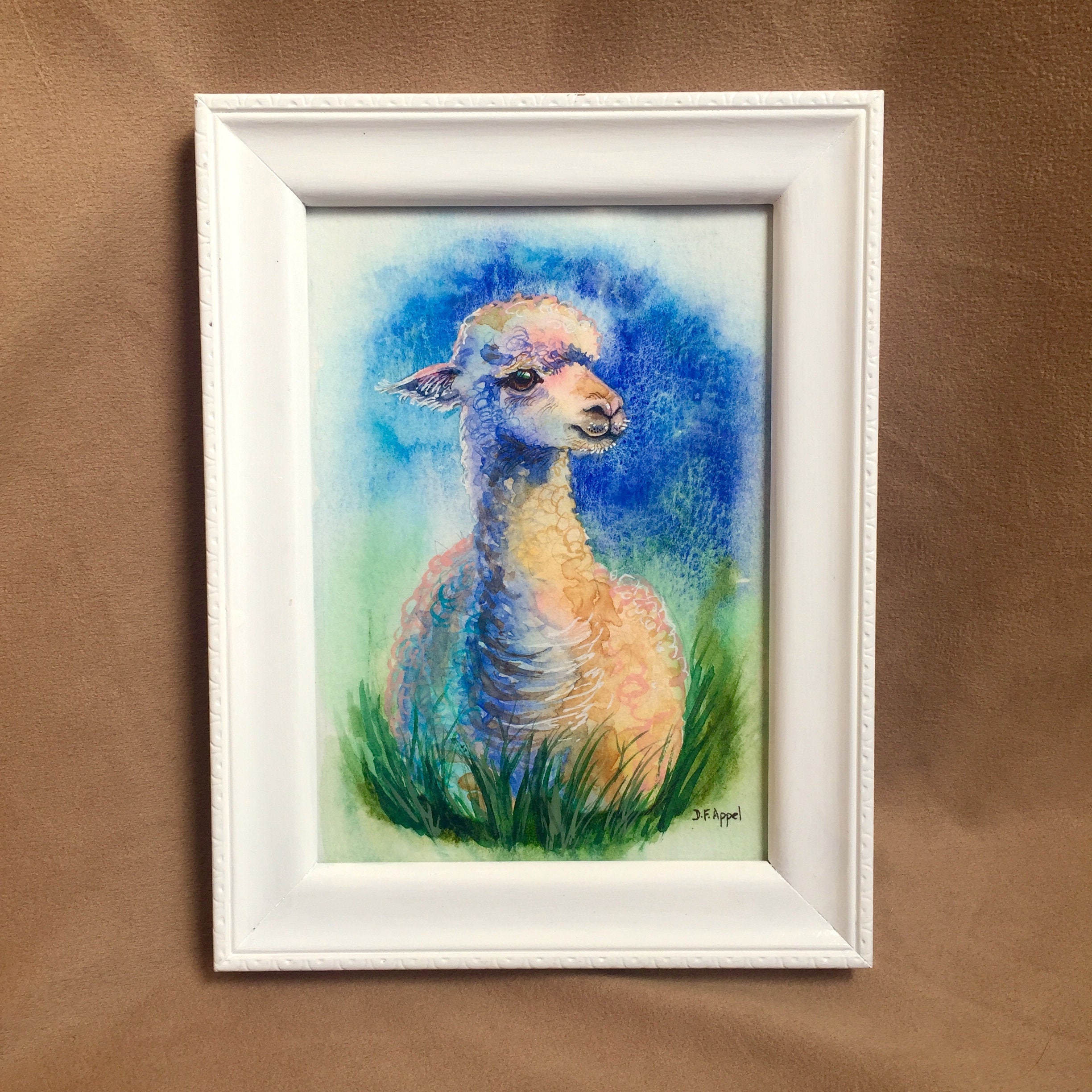 Alpaca Watercolor Painting Alpaca Art Framed Alpaca | Etsy