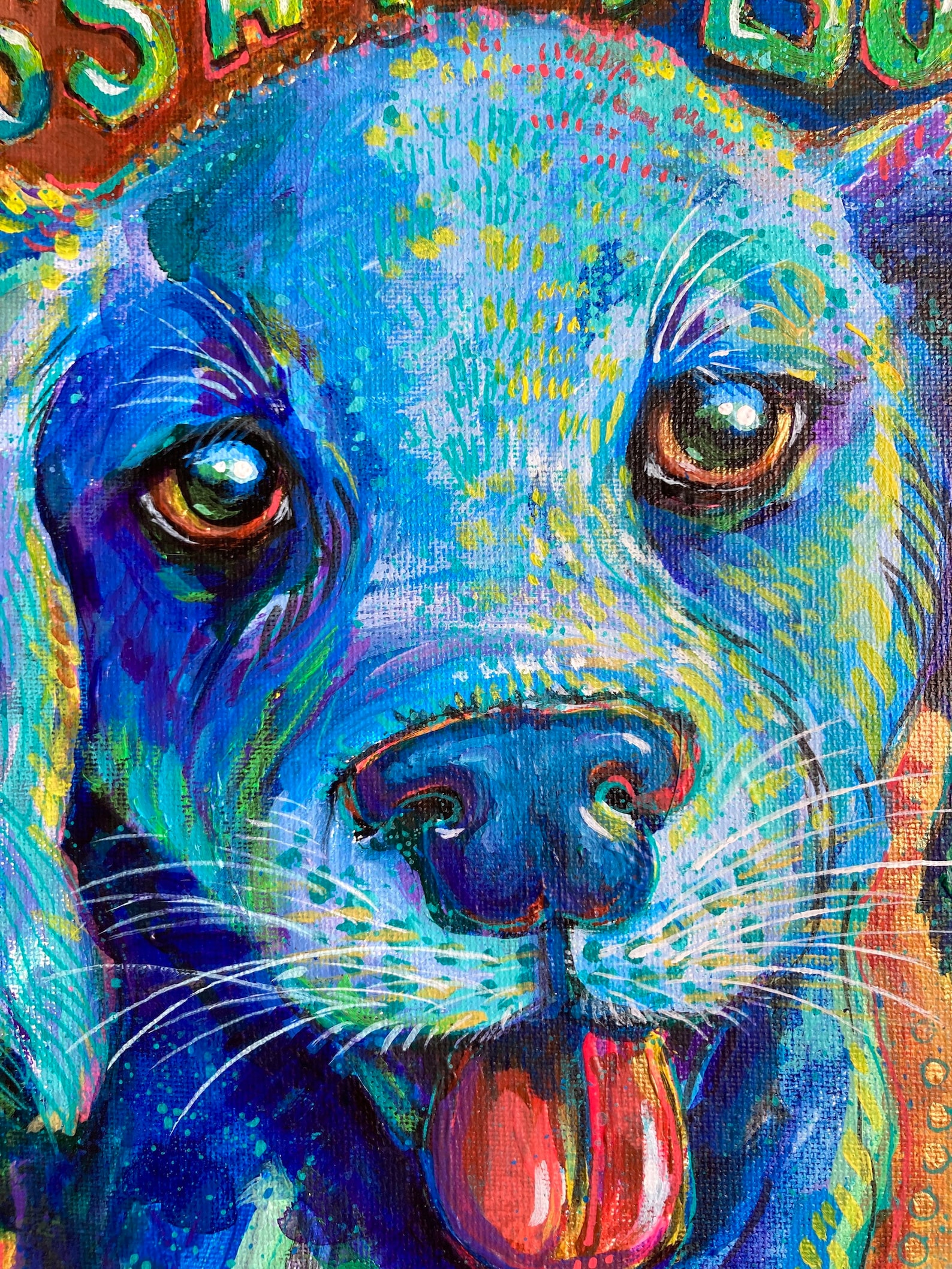 Colorful Dog Art Whimsical Dog Painting // ORiGINAL ART // - Etsy Polska