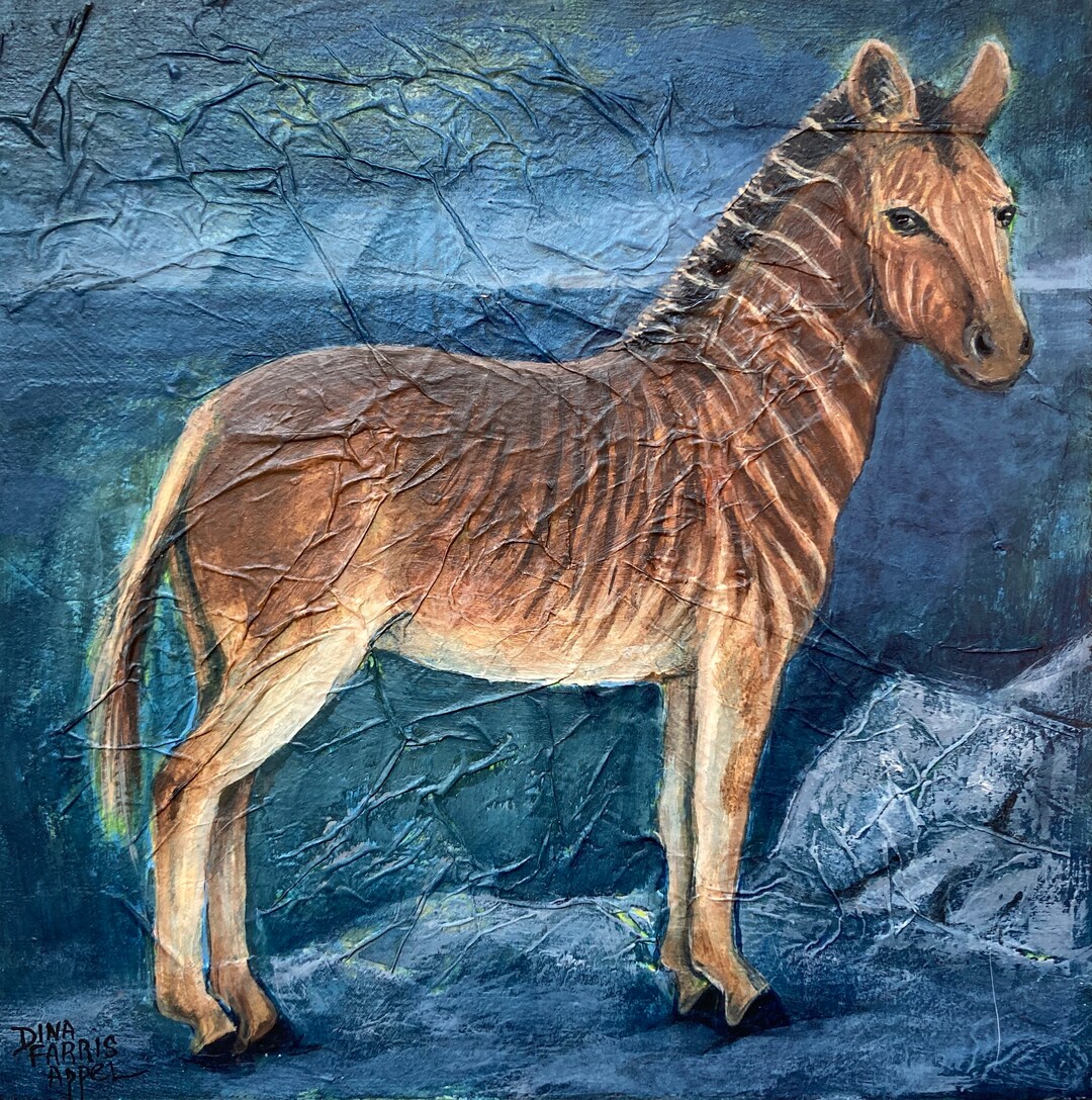 Quagga Painting, Quagga Art // One of A Kind Painting on Wood Panel ...
