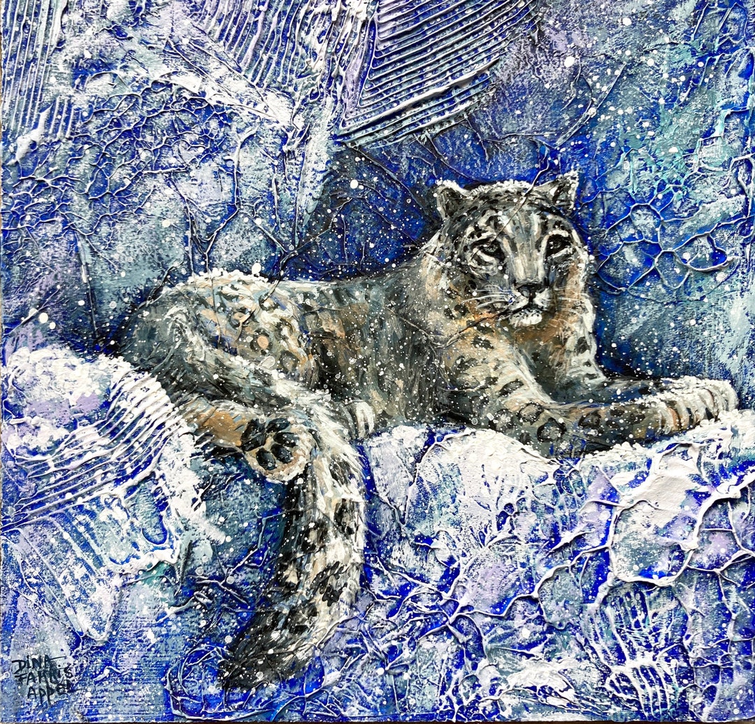 Snow Leopard Art, Snow Leopard Painting / One of A Kind Painting on ...