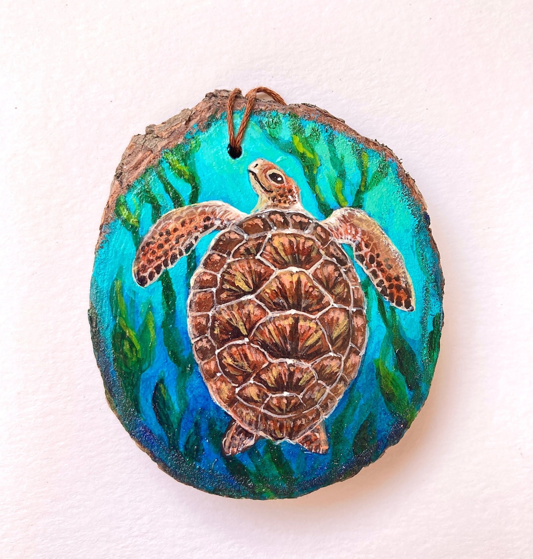 Sea Turtle Ornament, Hand Painted Sea Turtle Christmas Tree Ornament ...