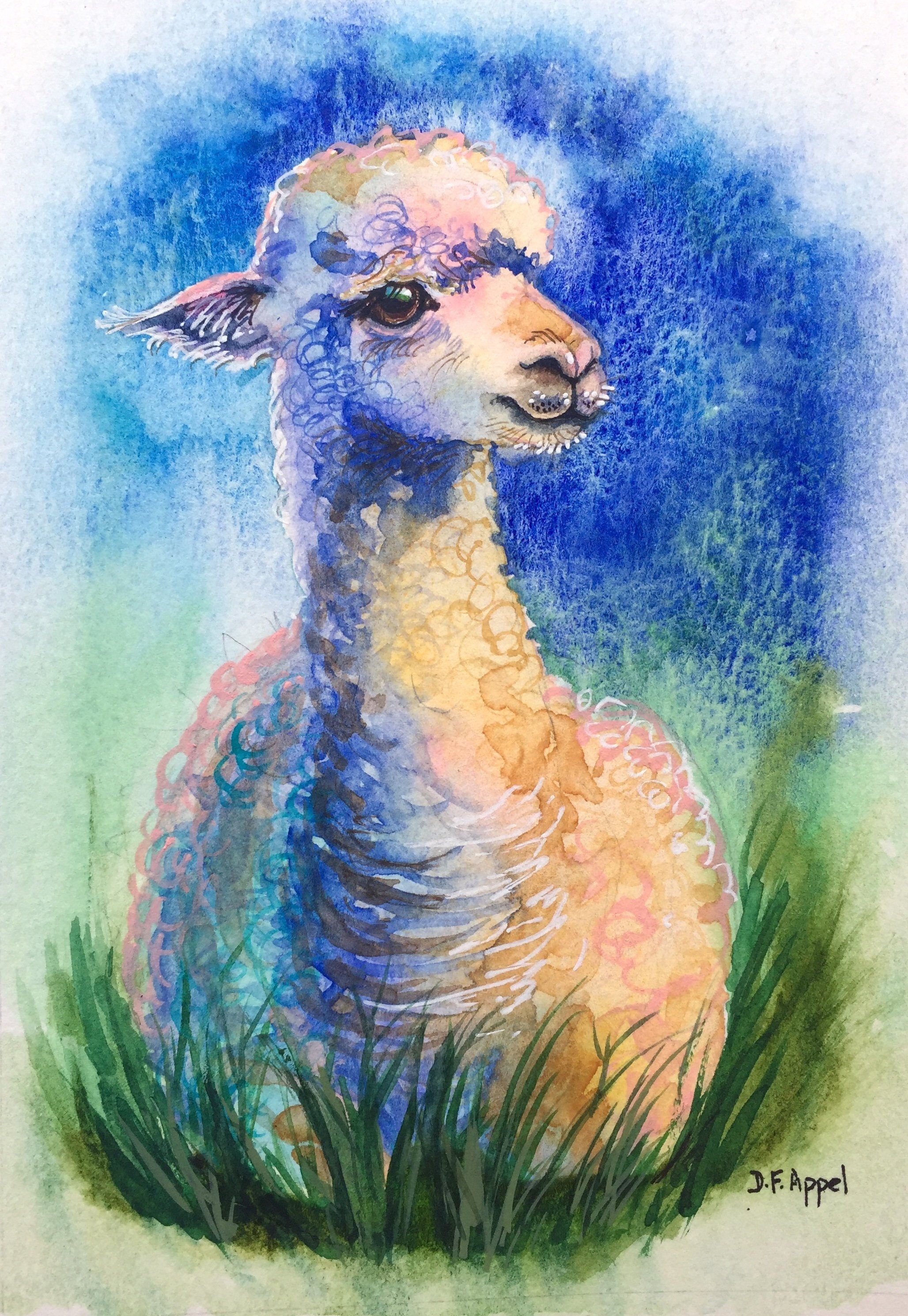Alpaca Watercolor Painting Alpaca Art Framed Alpaca | Etsy