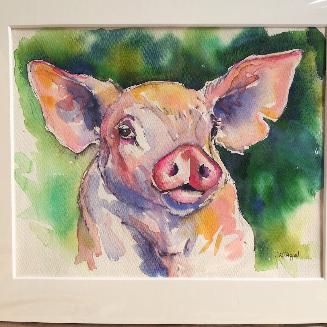 Pig Painting Pig Watercolor Painting Piglet Painting - Etsy