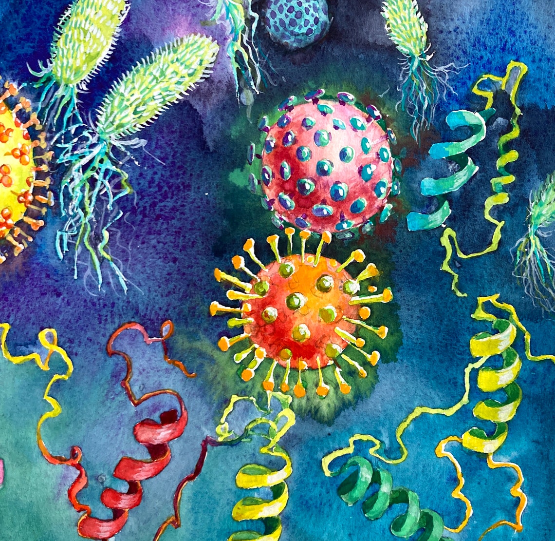 Medical Science Watercolor Painting Biomedical Illustration | Etsy