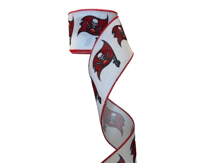 Buccaneers Flag Repeat 1 Yard Length on Grosgrain Ribbon, Sports Team ...