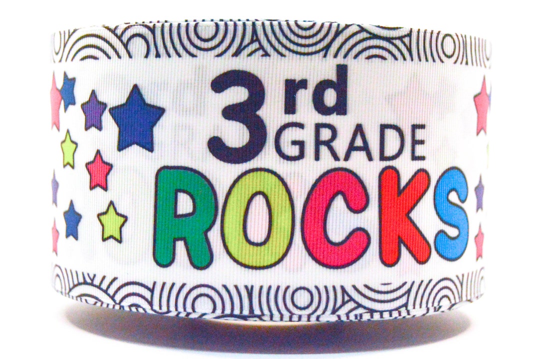 3 Inch "3rd Grade Rocks" Printed Grosgrain Ribbon (3 Yard Increment) - Etsy