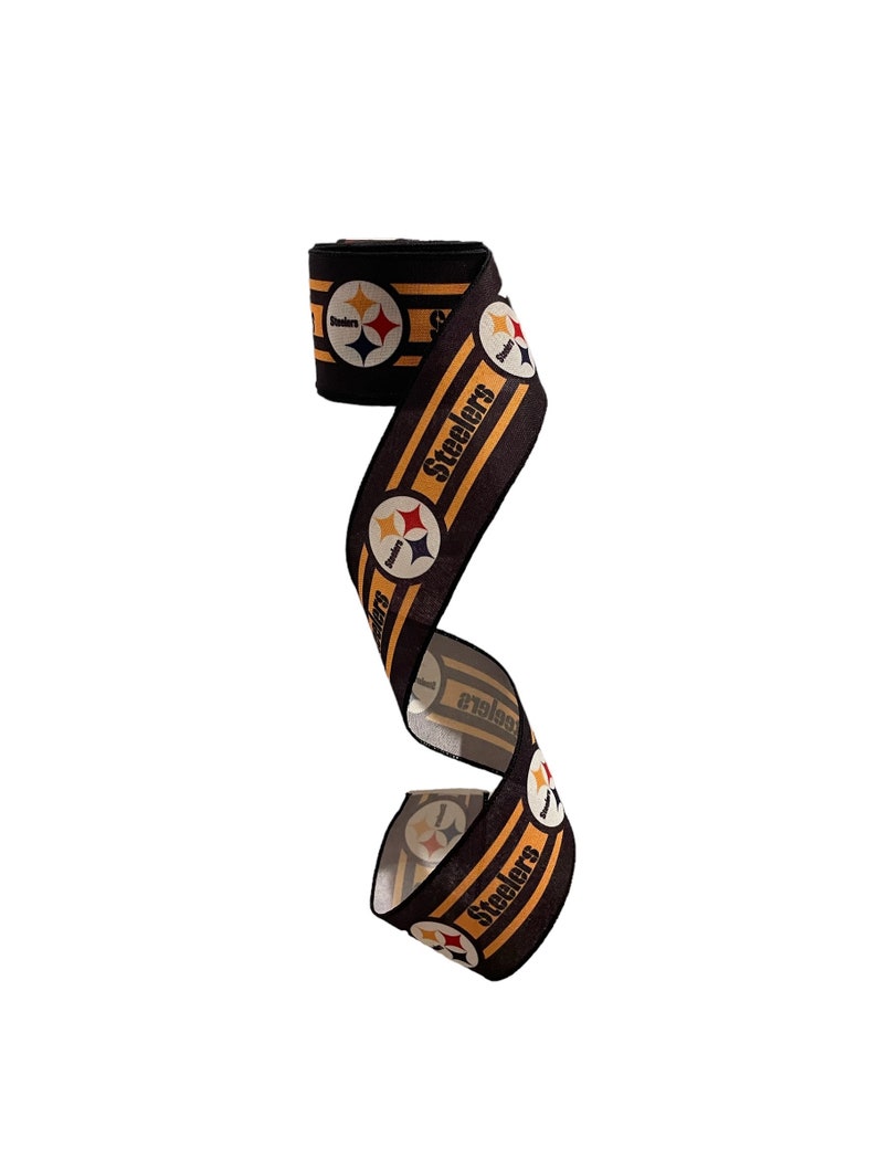 2.5 Inch Wired Steelers Collage Football Sports Team Ribbon (sold in 10 ...