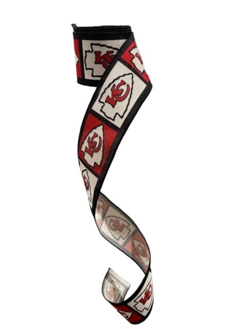 2.5 Inch Wired Chiefs Football Blocks Sports Team Ribbon (sold in 10 ...
