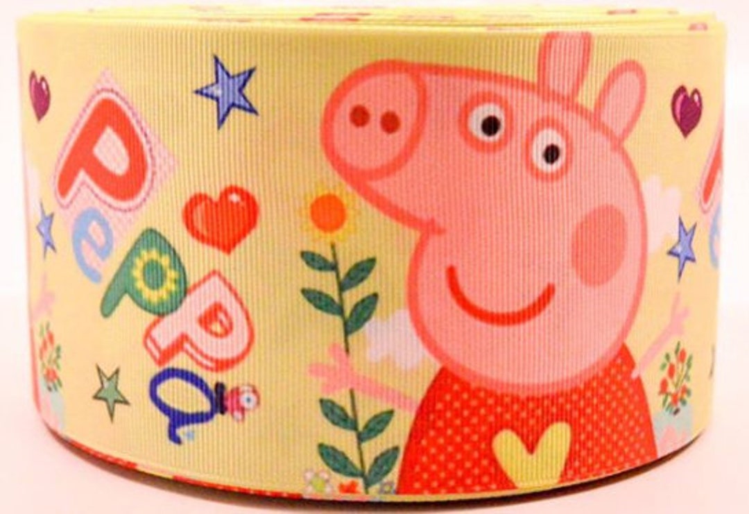 1.5 Wide Yellow-green Peppa Pig Printed Grosgrain Cheer - Etsy