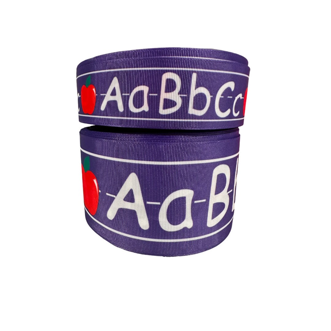1.5" or 3" Wide Purple ABC Alphabet With Apple Back to School Printed ...