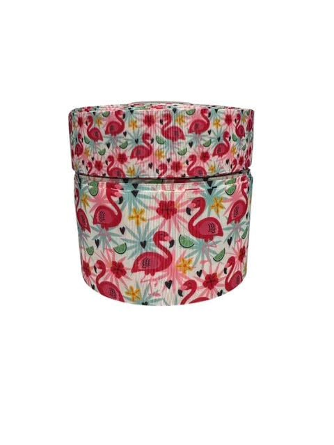 1.5 Inch or 3 Inch Wide Flamingo Collage Printed Grosgrain Cheer Bow ...
