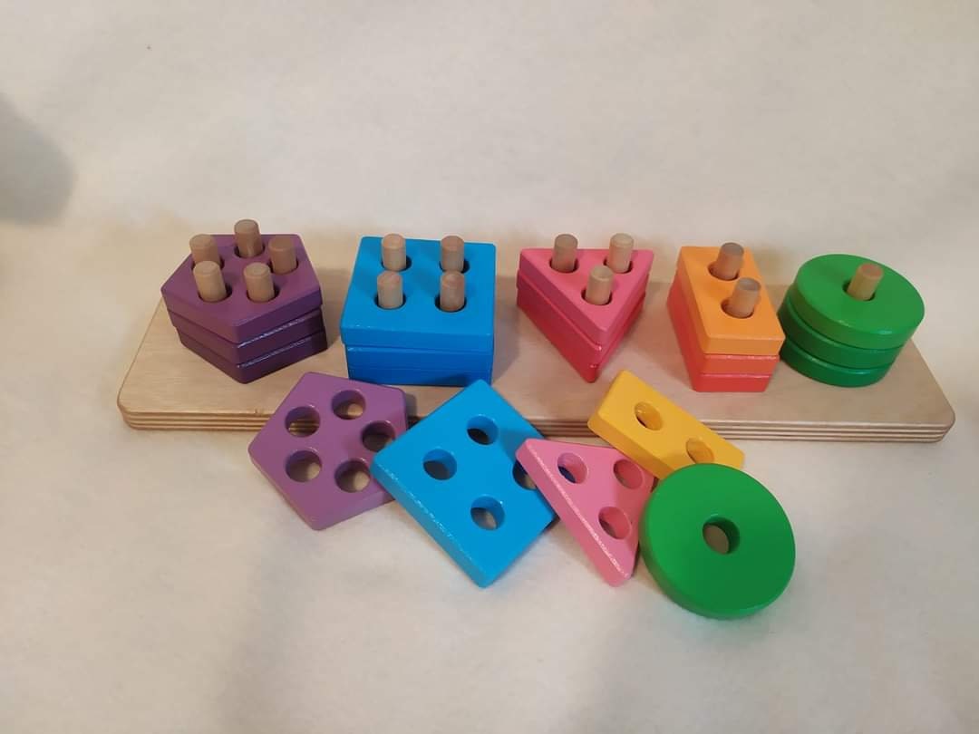 Montessori Five Shapes Interlocking Games Etsy