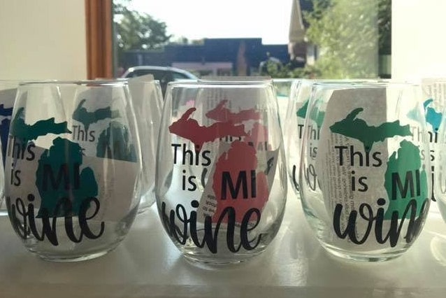 MI Wine Michigan Stemless Glass - Etsy