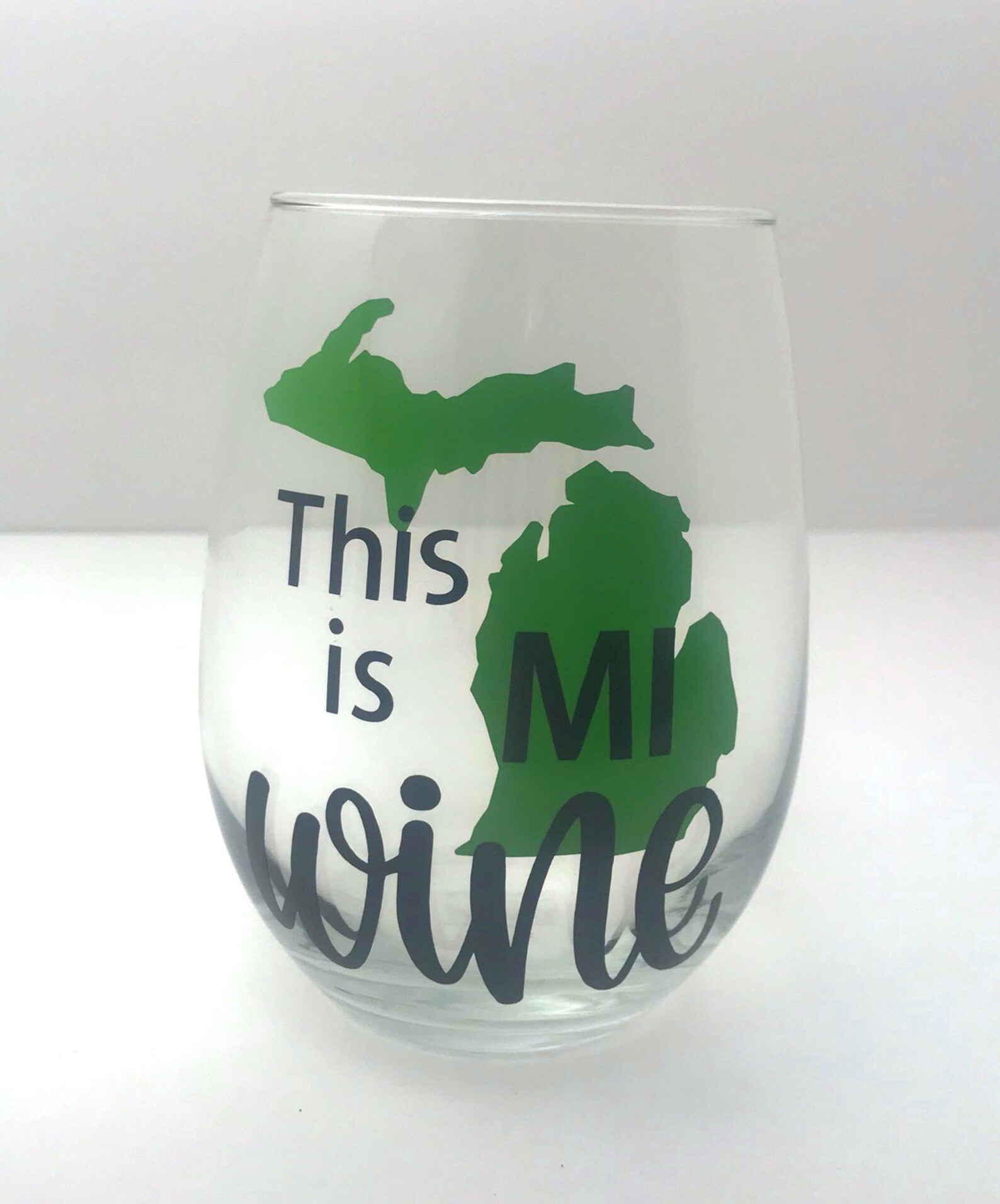 MI Wine Michigan Stemless Glass - Etsy