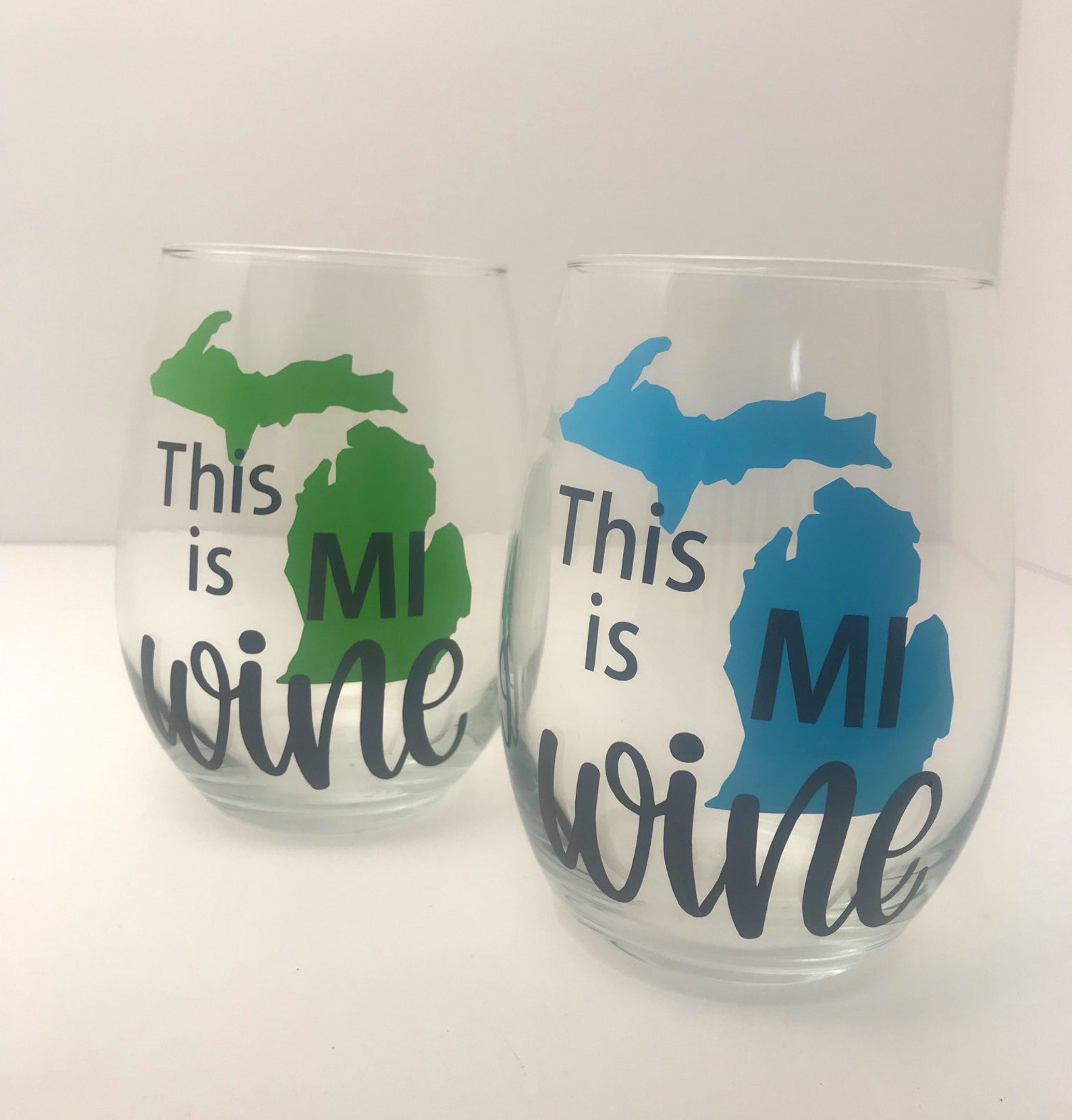 MI Wine Michigan Stemless Glass - Etsy