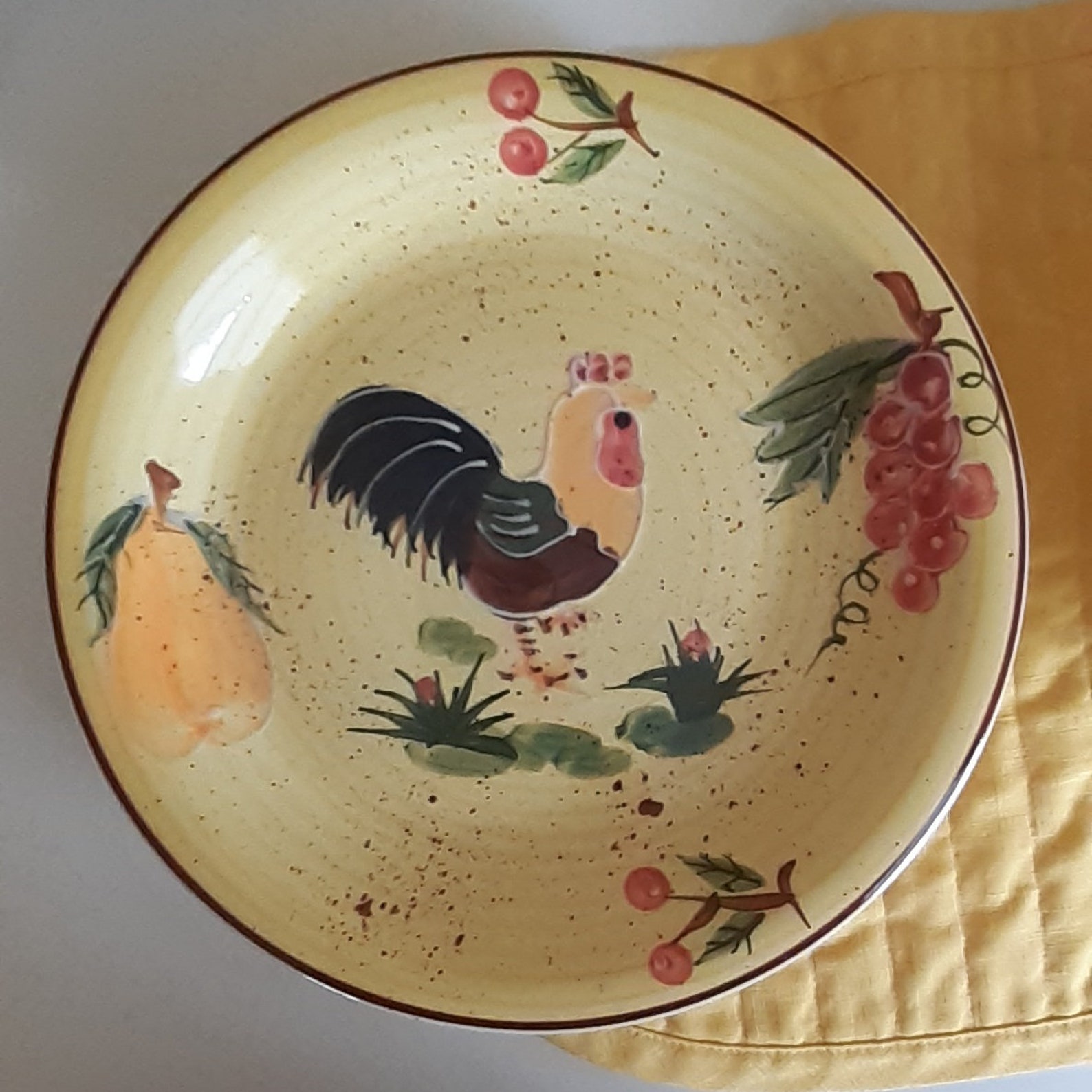 4 Tuscan Rooster Style Dinner Plates, 10.5