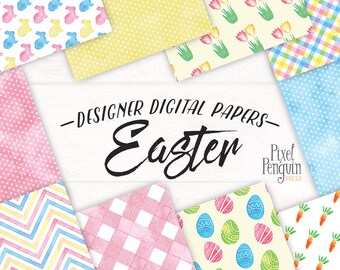 Easter digital paper pack watercolor easter egg hunt pattern
