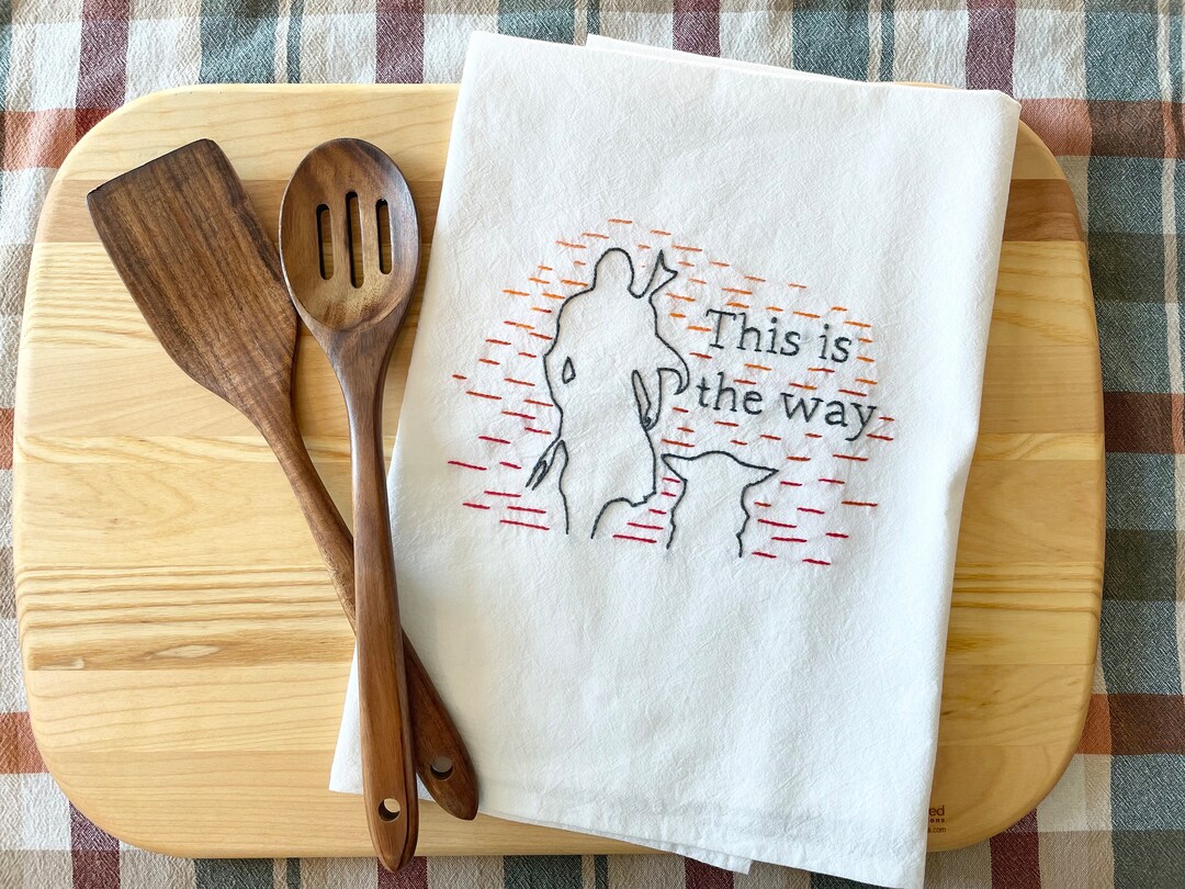 Mandalorian-grogu-hand Embroidered Tea Towel-flour Sack Kitchen Towel ...