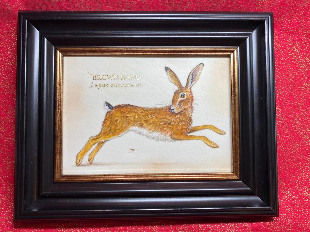 Hare Running, Original Painting on Skin, Egg Tempera, Renaissance Style ...
