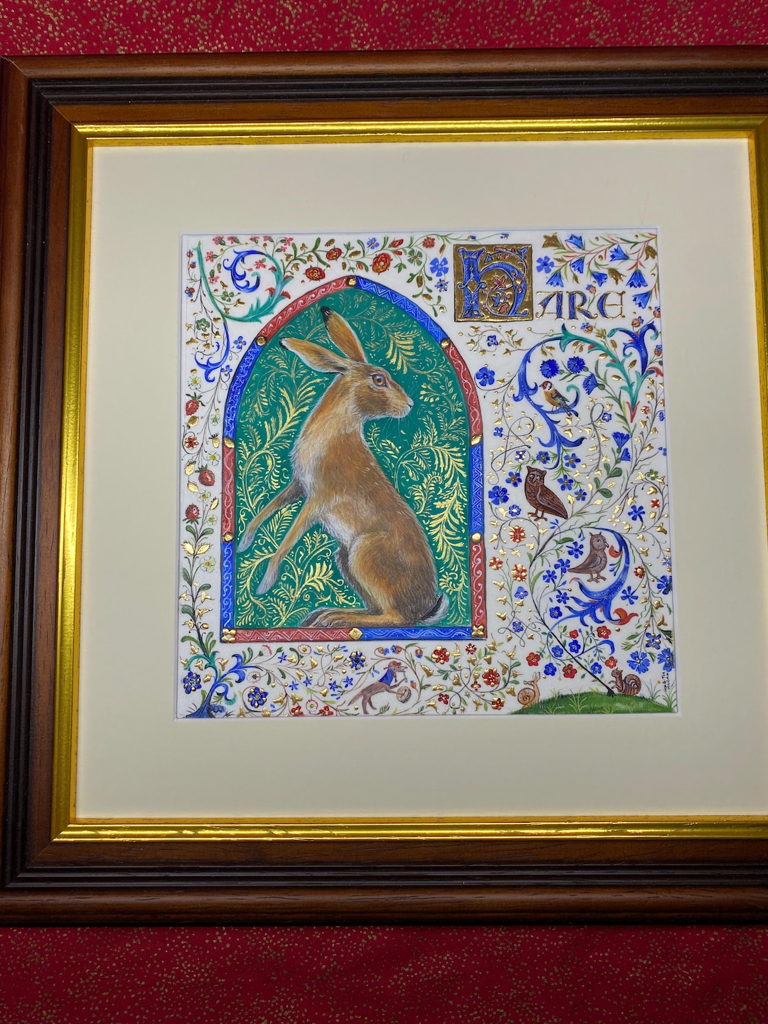 Hare Painting, Original Illuminated Manuscript Bestiary, Medieval Style ...