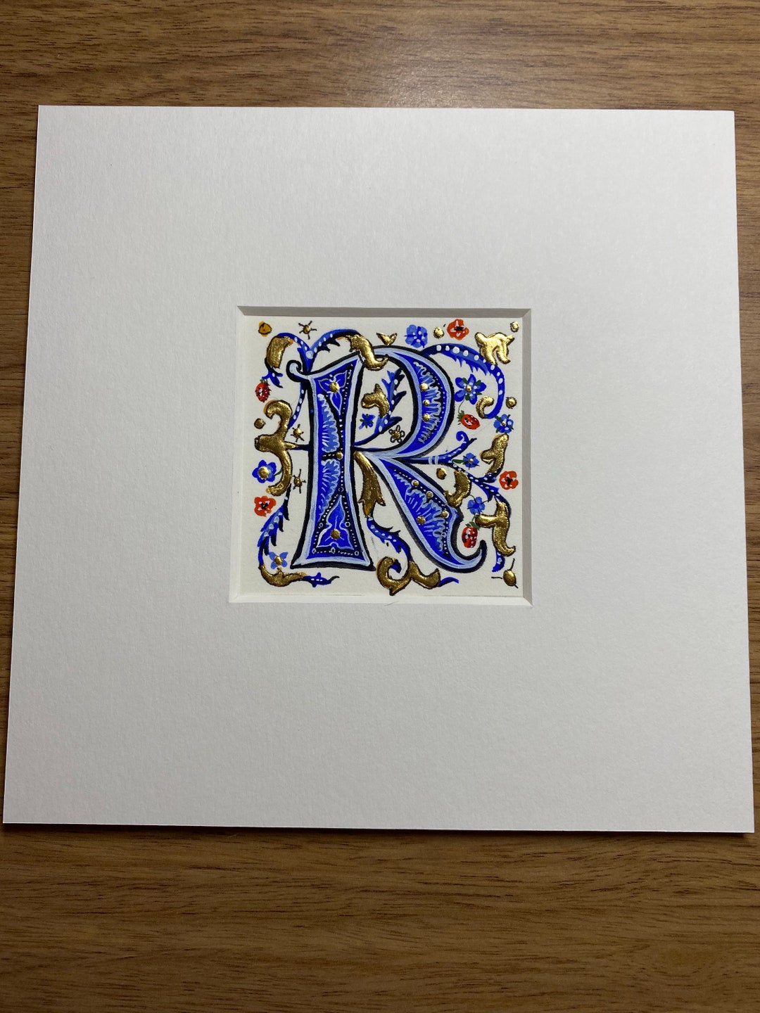 Illuminated Letter R, S or T, Medieval Miniature Style Initial Letter ...