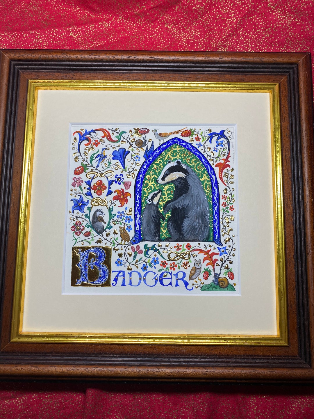 Badger Painting, Original Illuminated Manuscript Bestiary, Medieval ...