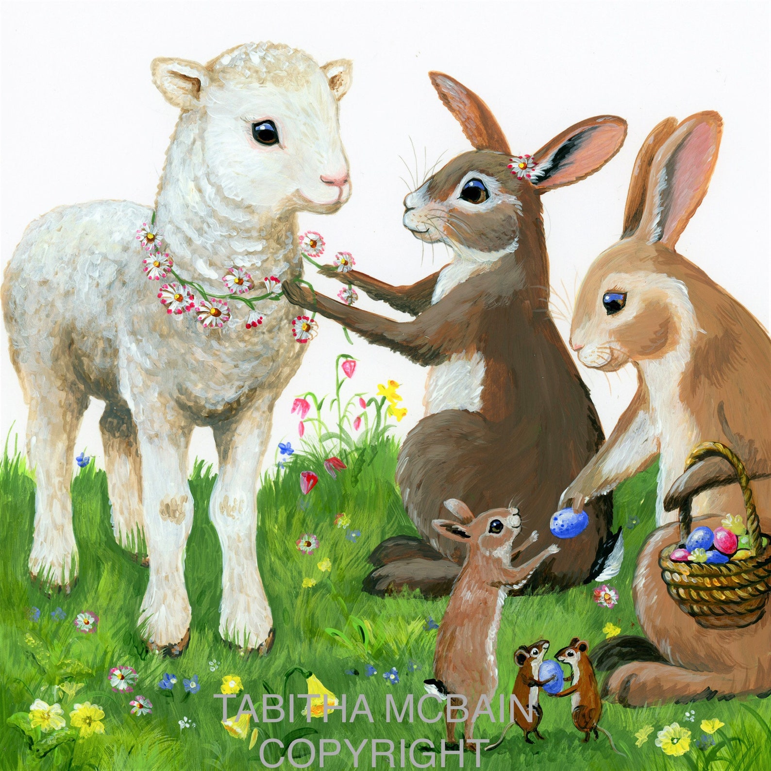 Easter Bunnies Lamb Chicks Easter Eggs Daffodils Pretty - Etsy