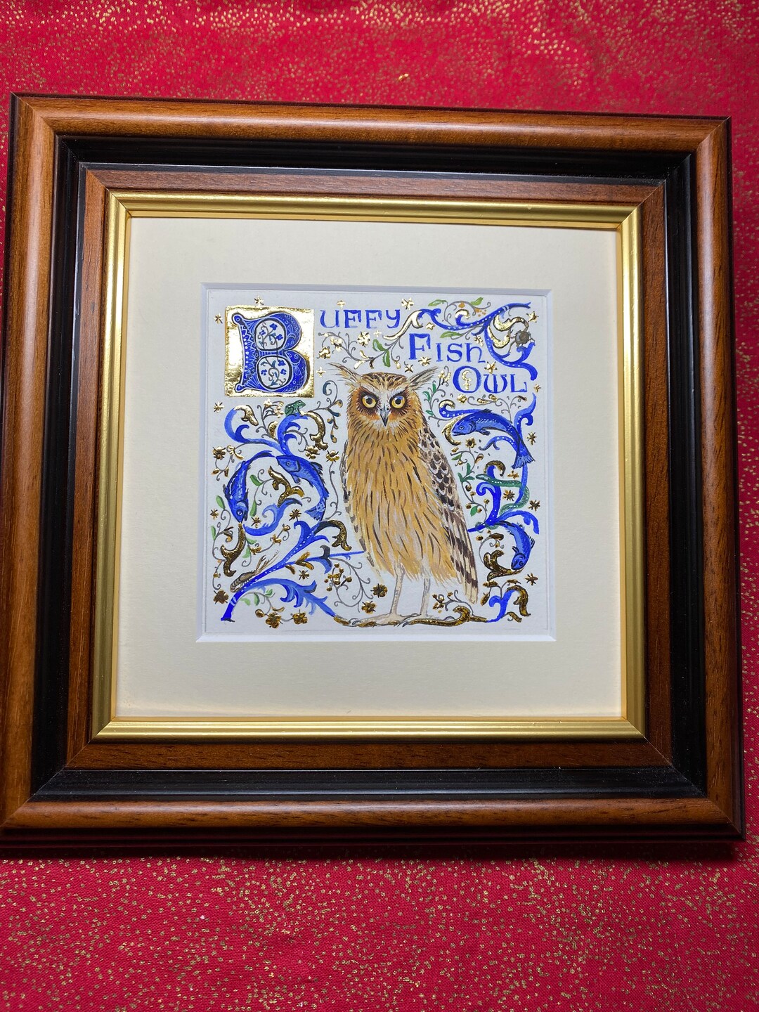 Buffy Fish Owl Original Painting, Malay Fish Owl, Gouache, 24ct Gold ...