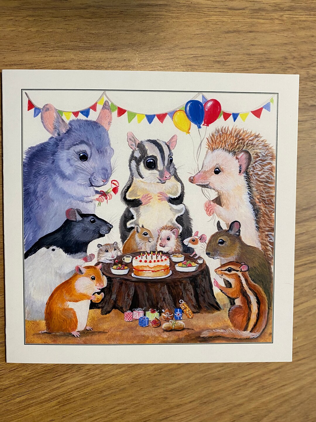 Furry Friends Birthday Card PRINTED Inside, Sugar Glider, Chinchilla ...
