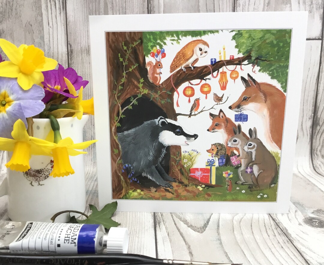 Badger’s Surprise Birthday..blank Greeting Card, Celebration, Hare ...