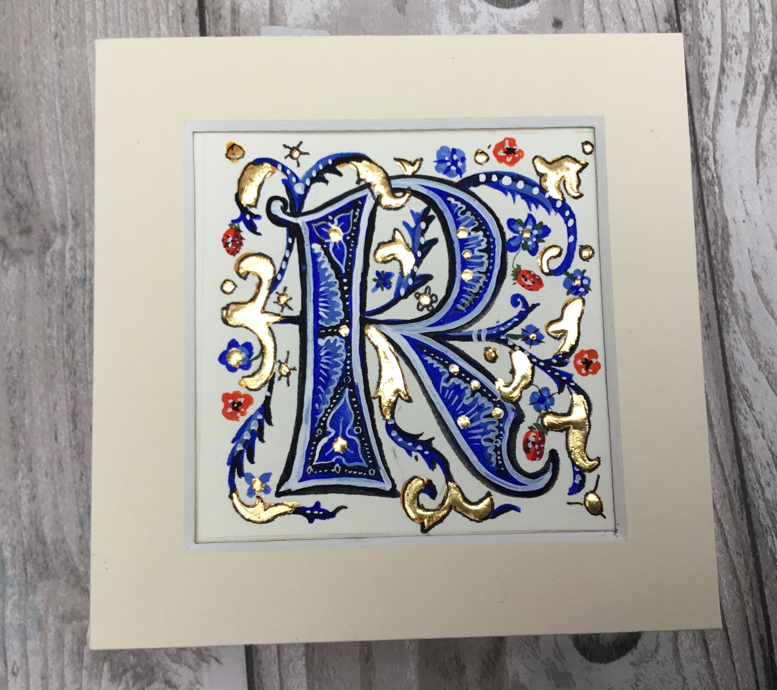 Illuminated Letter R S or T medieval style initial letter | Etsy