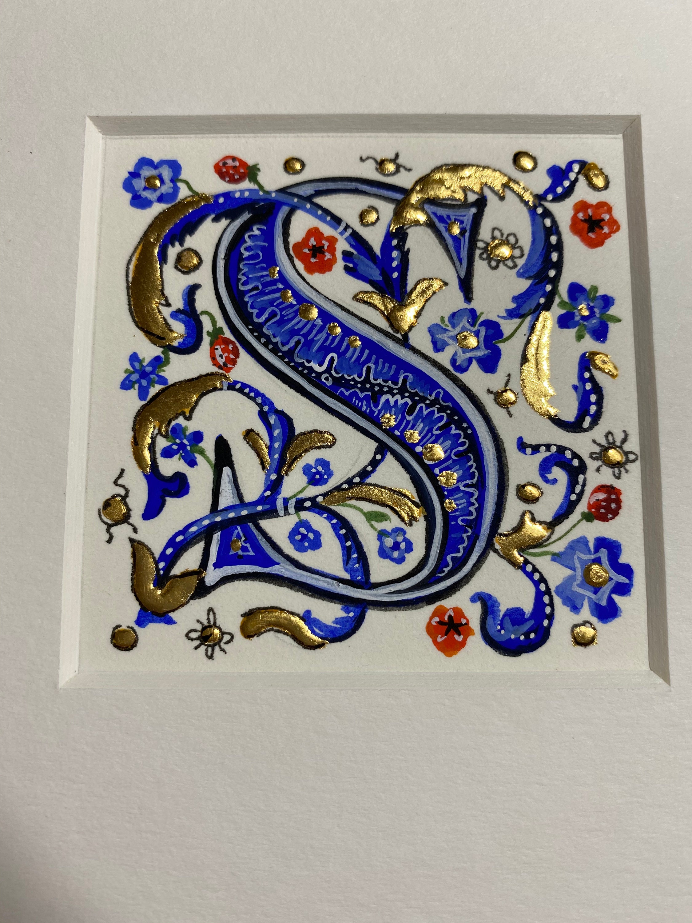 Illuminated Letter R S or T medieval miniature style initial | Etsy