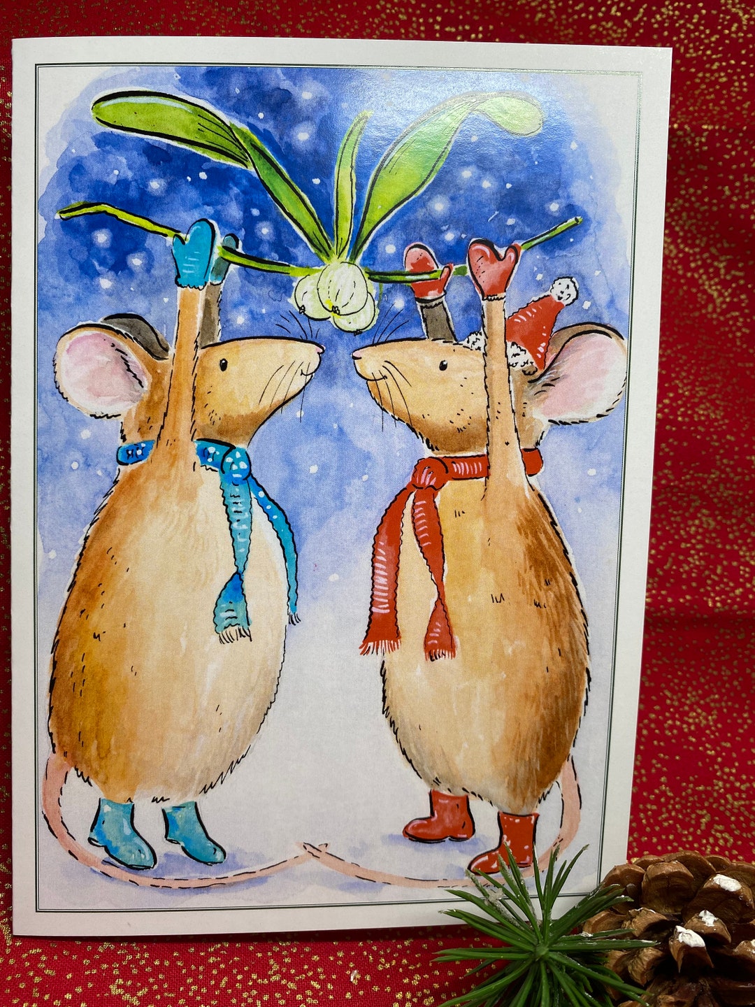Christmas Mice Christmas Card, Mice, Mouse, Mistletoe, Snow, Love ...