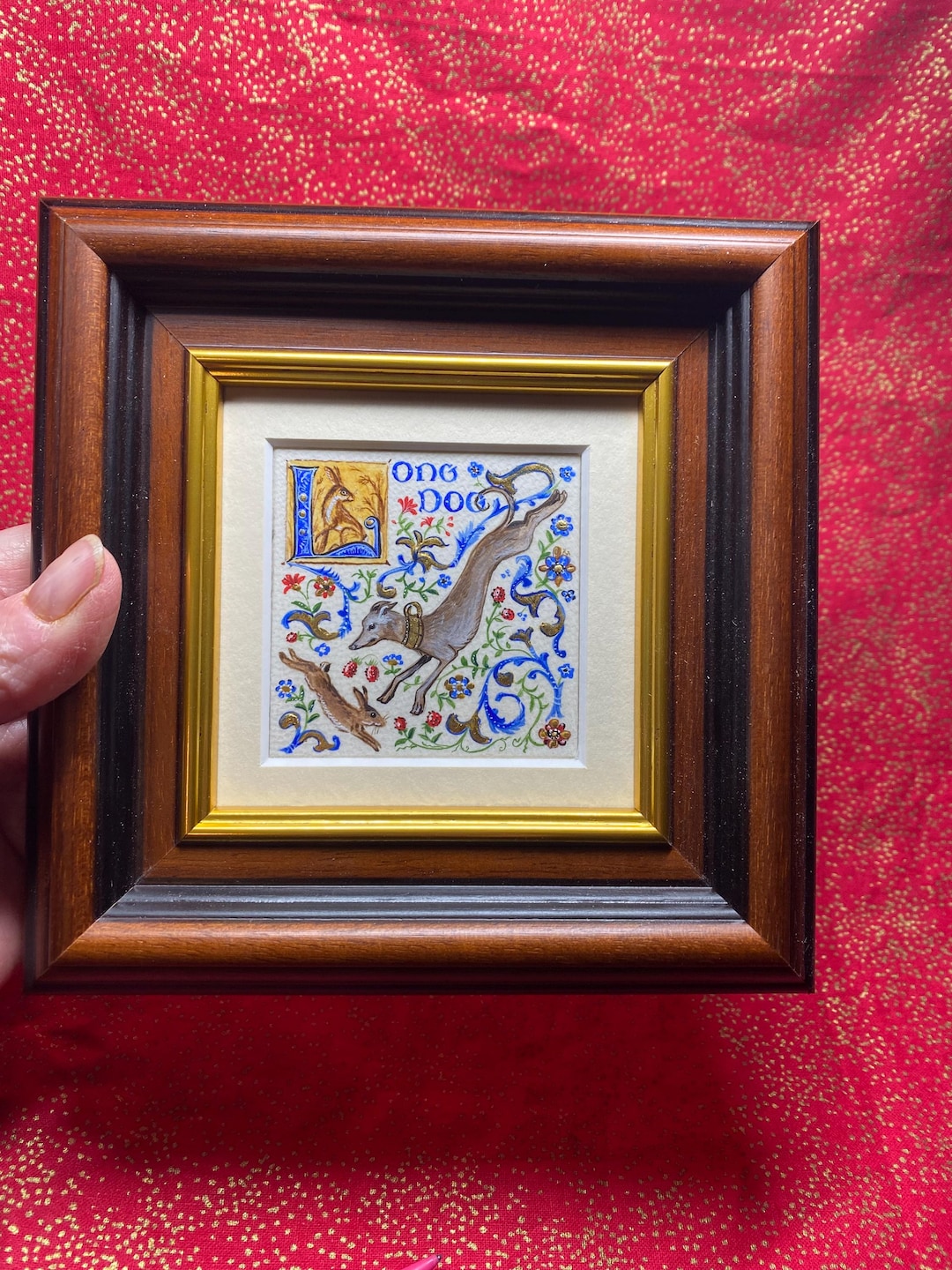 Long Dog,sighthound, Greyhound Hare Rabbit, Original Painting Miniature ...