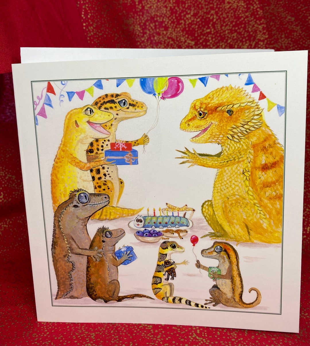 Beardie’s Birthday Greeting Card, Blank Inside, Reptile Card, Bearded ...