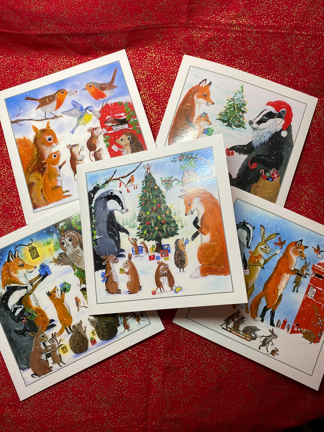Pack C 5 “posting and Visiting” Themed Christmas Cards, Post Box ...