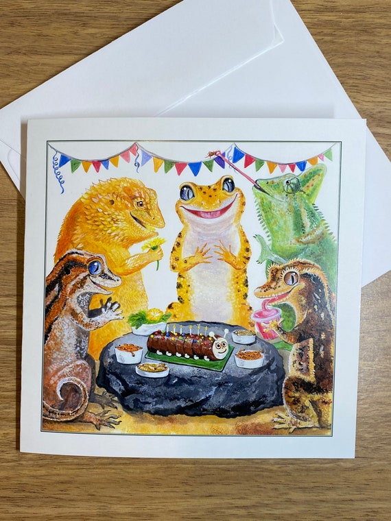Reptile Card BLANK Inside. Leopard Gecko Gargoyle Crestie | Etsy