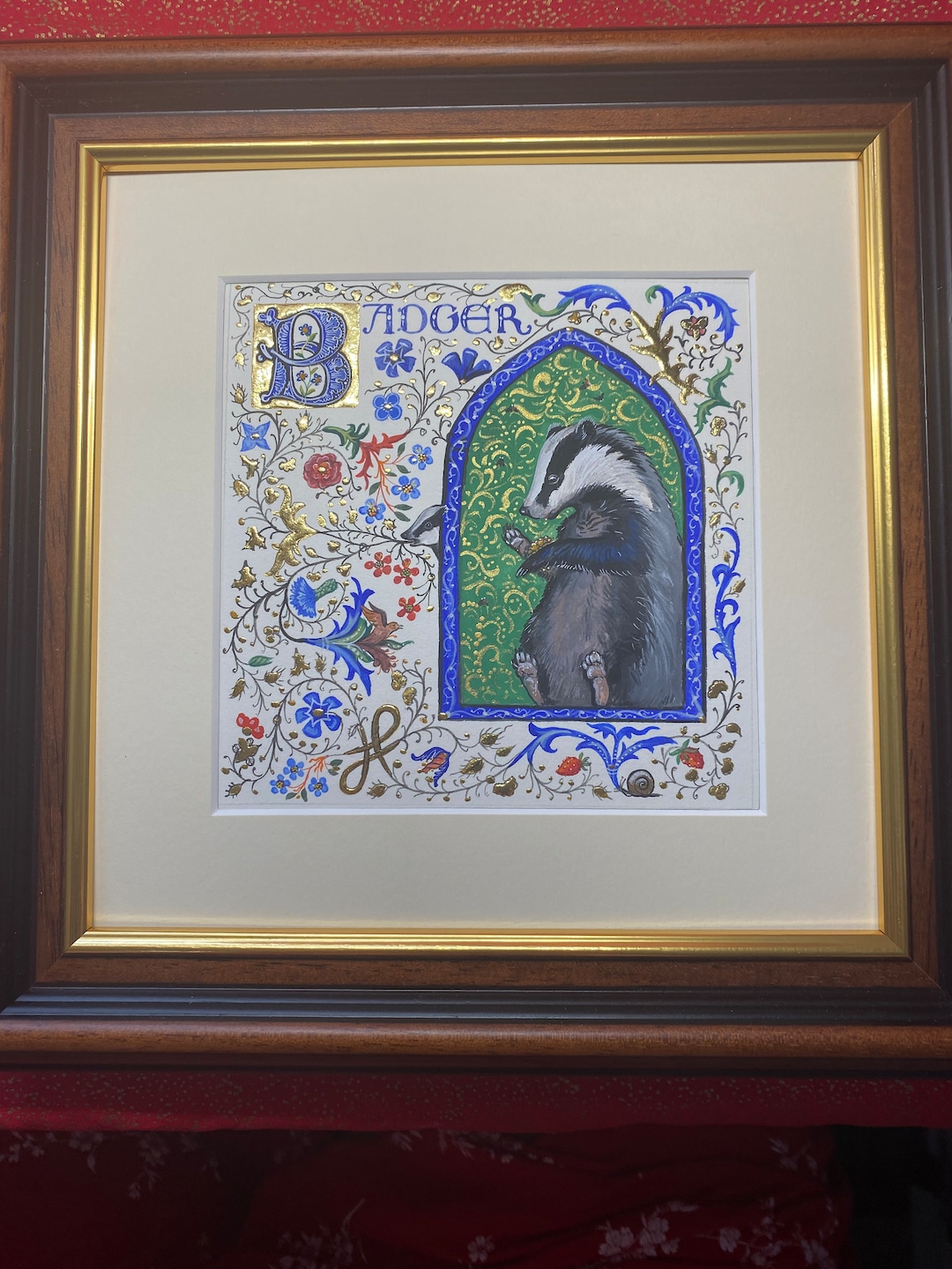 Badger and Bees Original Painting, Beekeepers, Bestiary, Medieval Style ...