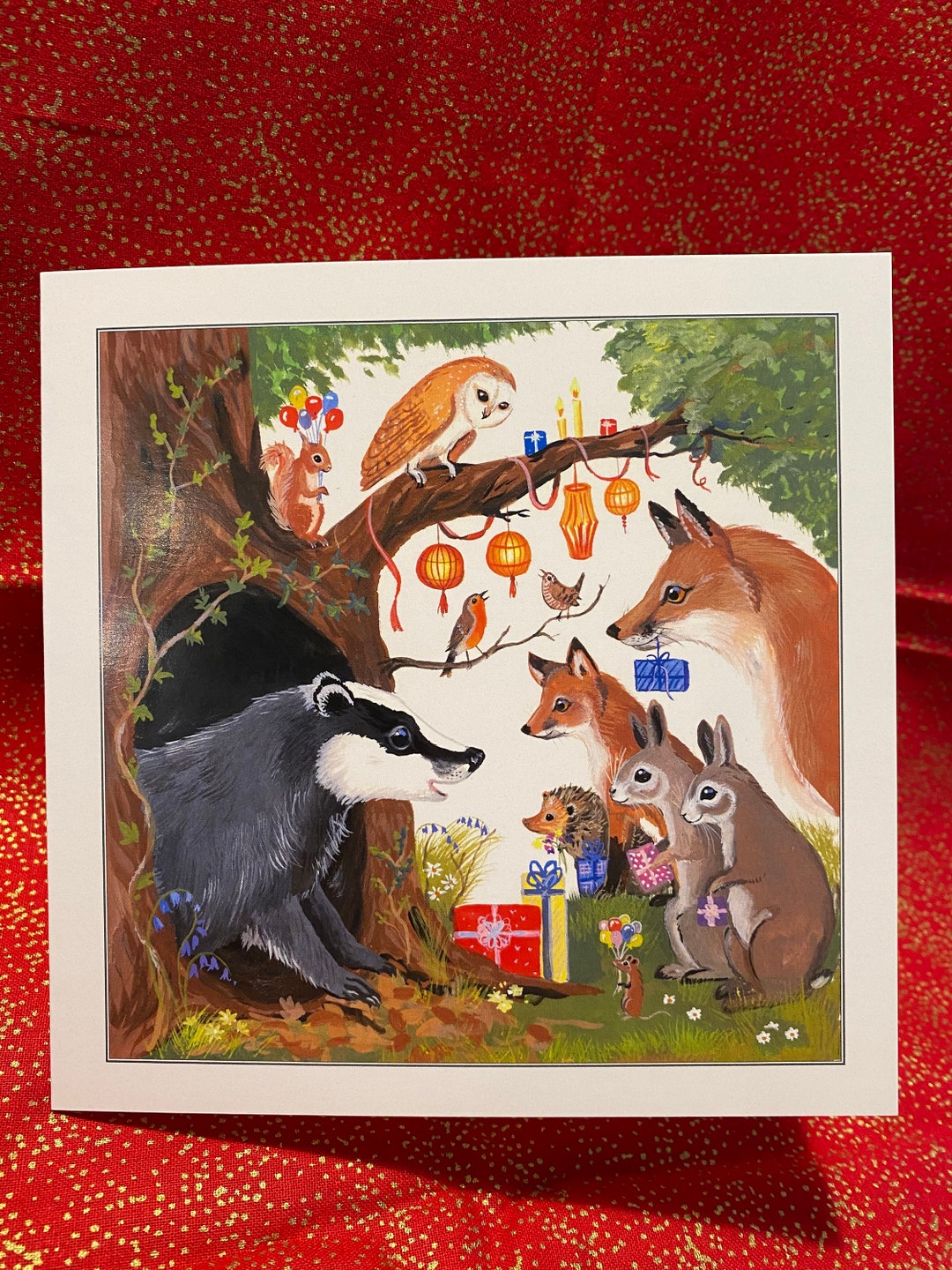 Badgers Happy Birthday Card, Printed Inside, Badger, Hare, Fox, Rabbits ...