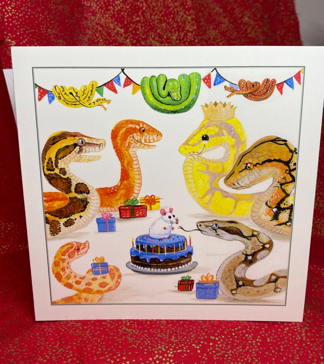 Royal Python Snake Greeting Card, Blank Inside, Corn Snake, Reticulated ...