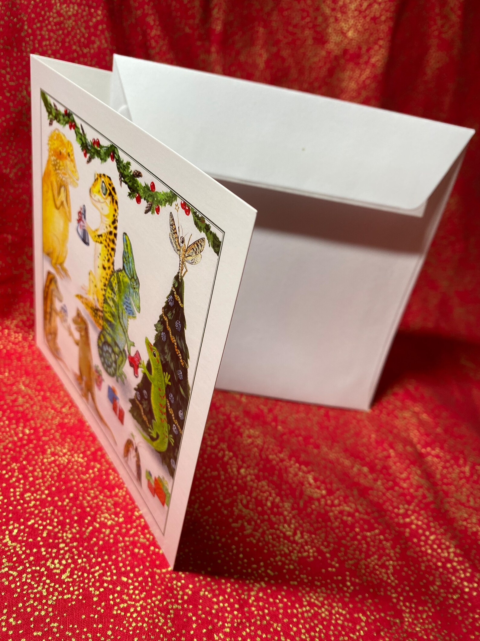 Lizards Christmas, Christmas Greeting Card, Chameleon, Leopard Gecko ...