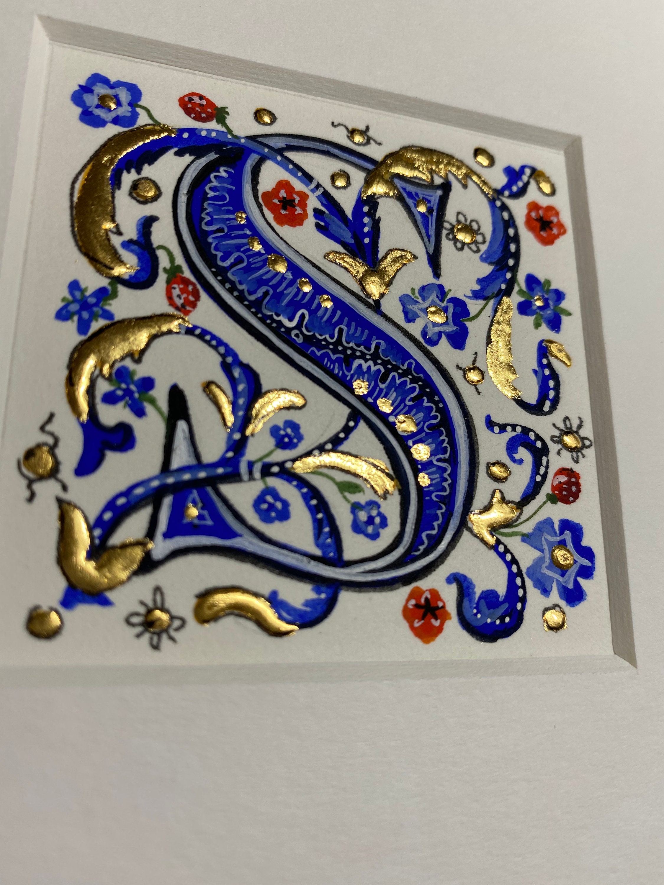 Illuminated Letter R S or T medieval miniature style initial | Etsy