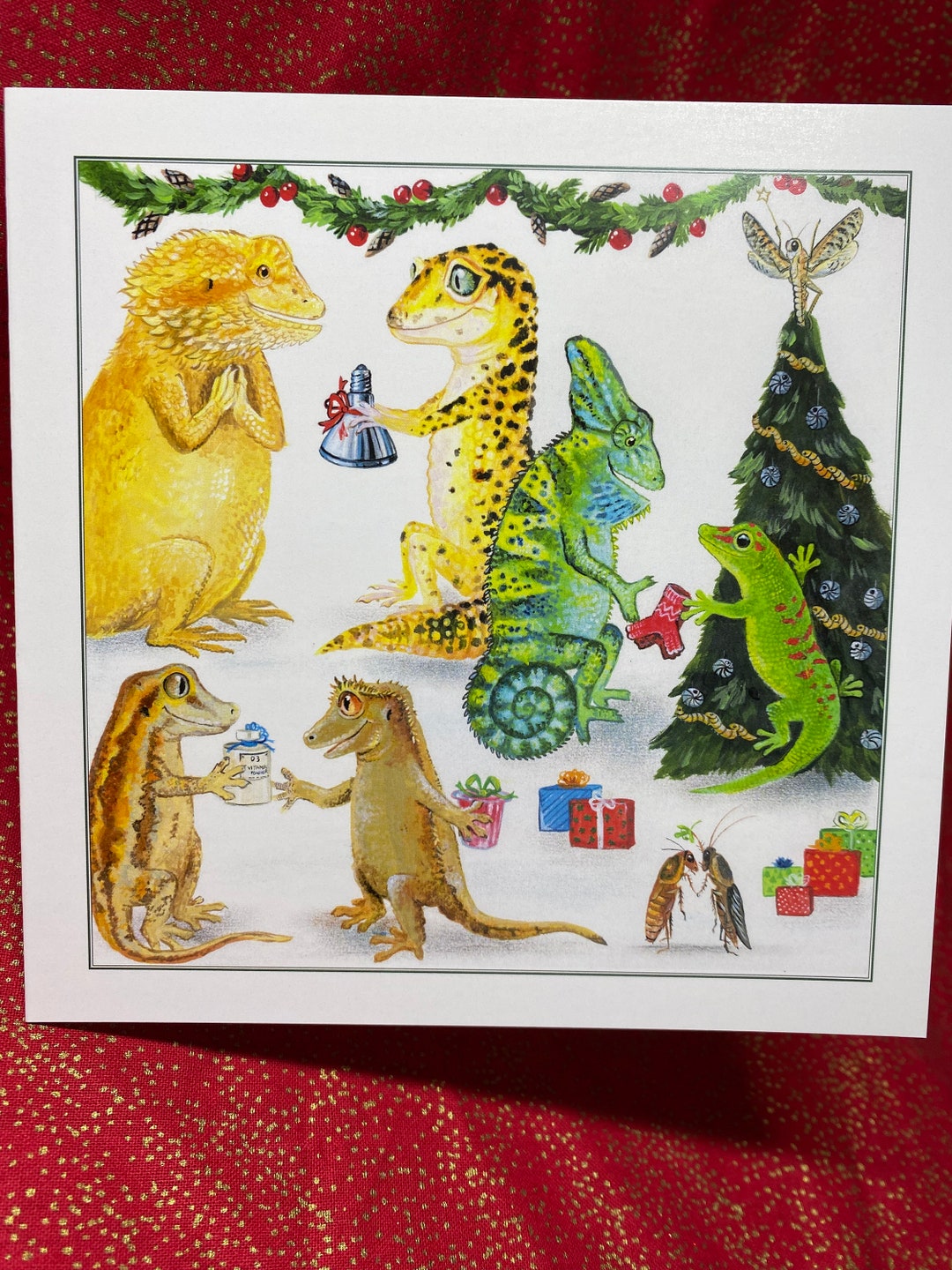 Lizards Christmas, Christmas Greeting Card, Chameleon, Leopard Gecko ...