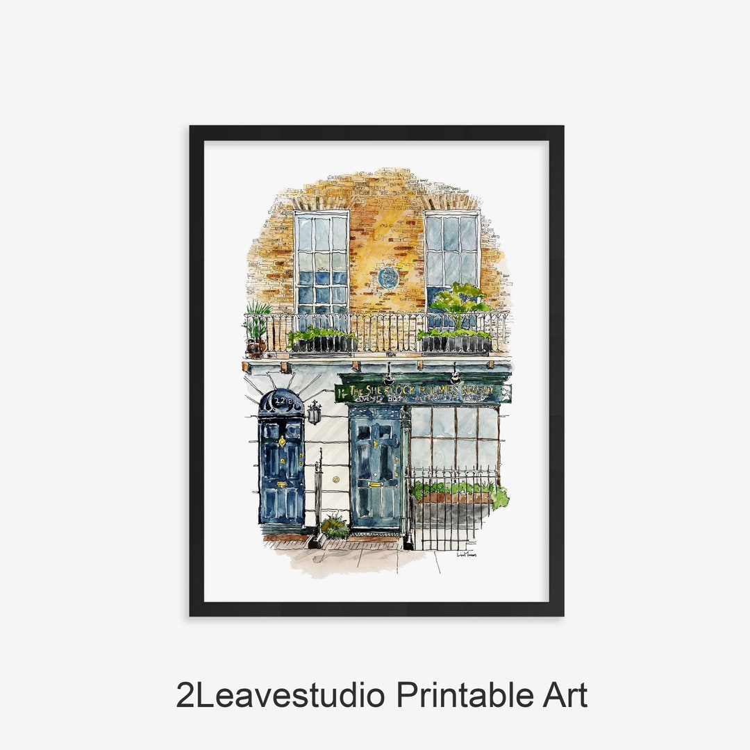 Printable Art, London City Sketch, 221b Baker Street, Sherlock Holmes ...