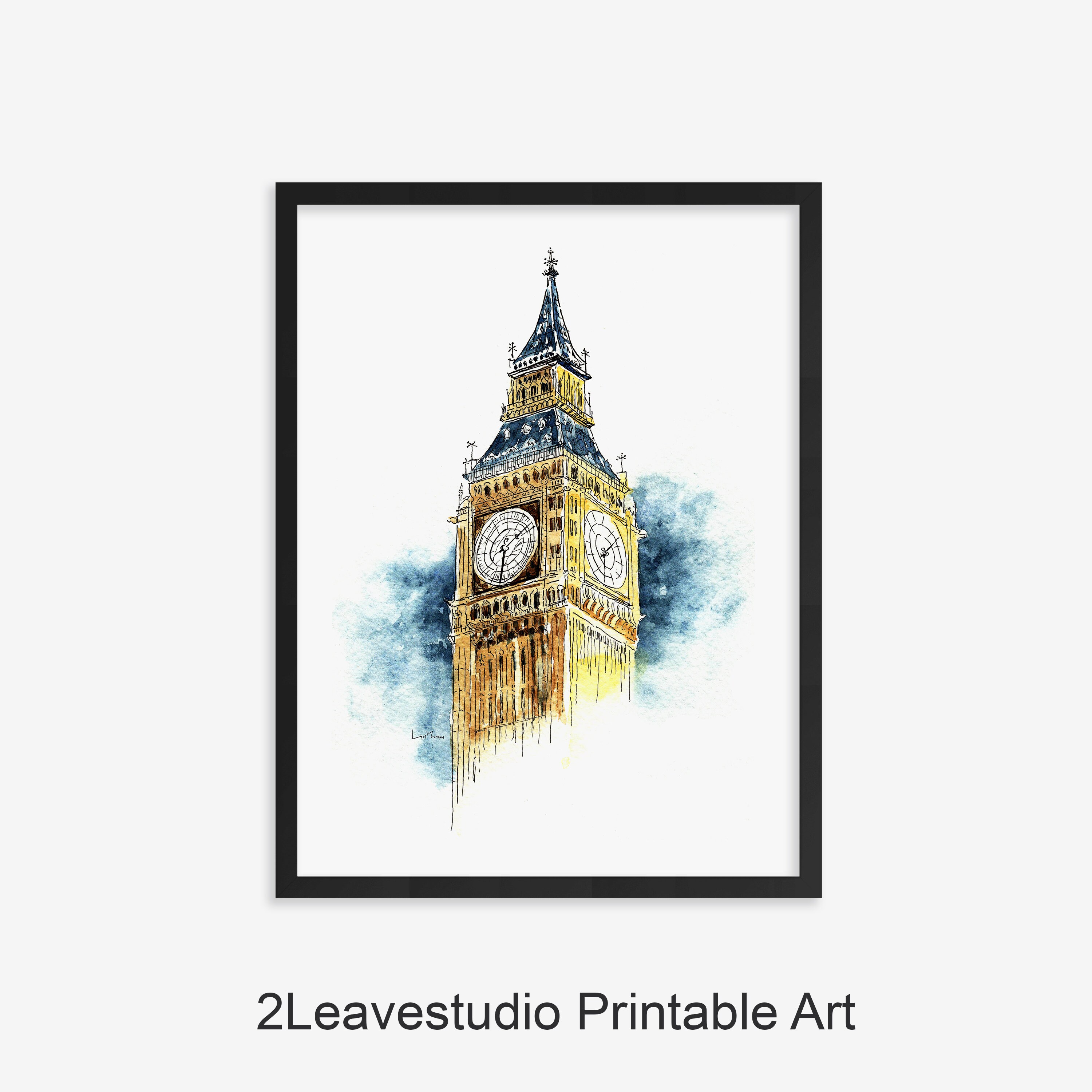 London City Sketch, Big Ben, Printable Wall Art, Bedroom Wall Art ...