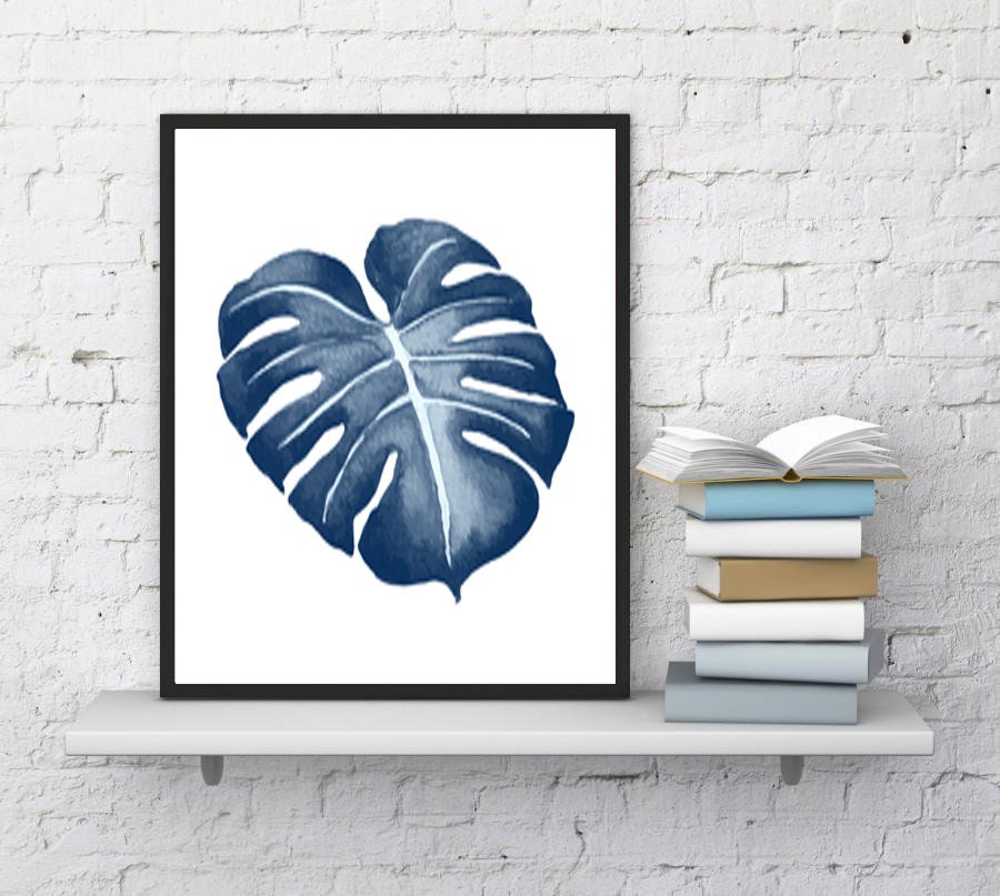 Set of 3 Botanical Prints, Blue Botanical Print, Botanical Print Set of ...