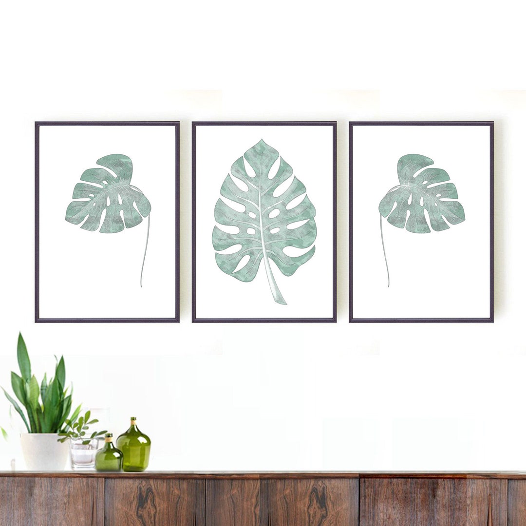 Botanical Print Set of 3, Set of 3 Botanical Prints,green Botanical ...