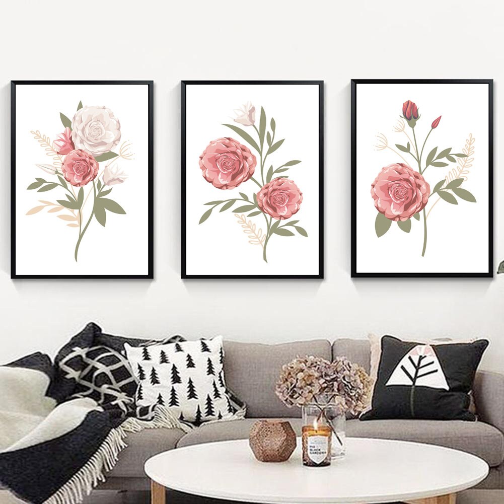 Set of 3 Floral Prints, Botanical Wall Art Set, Printable Floral Art ...