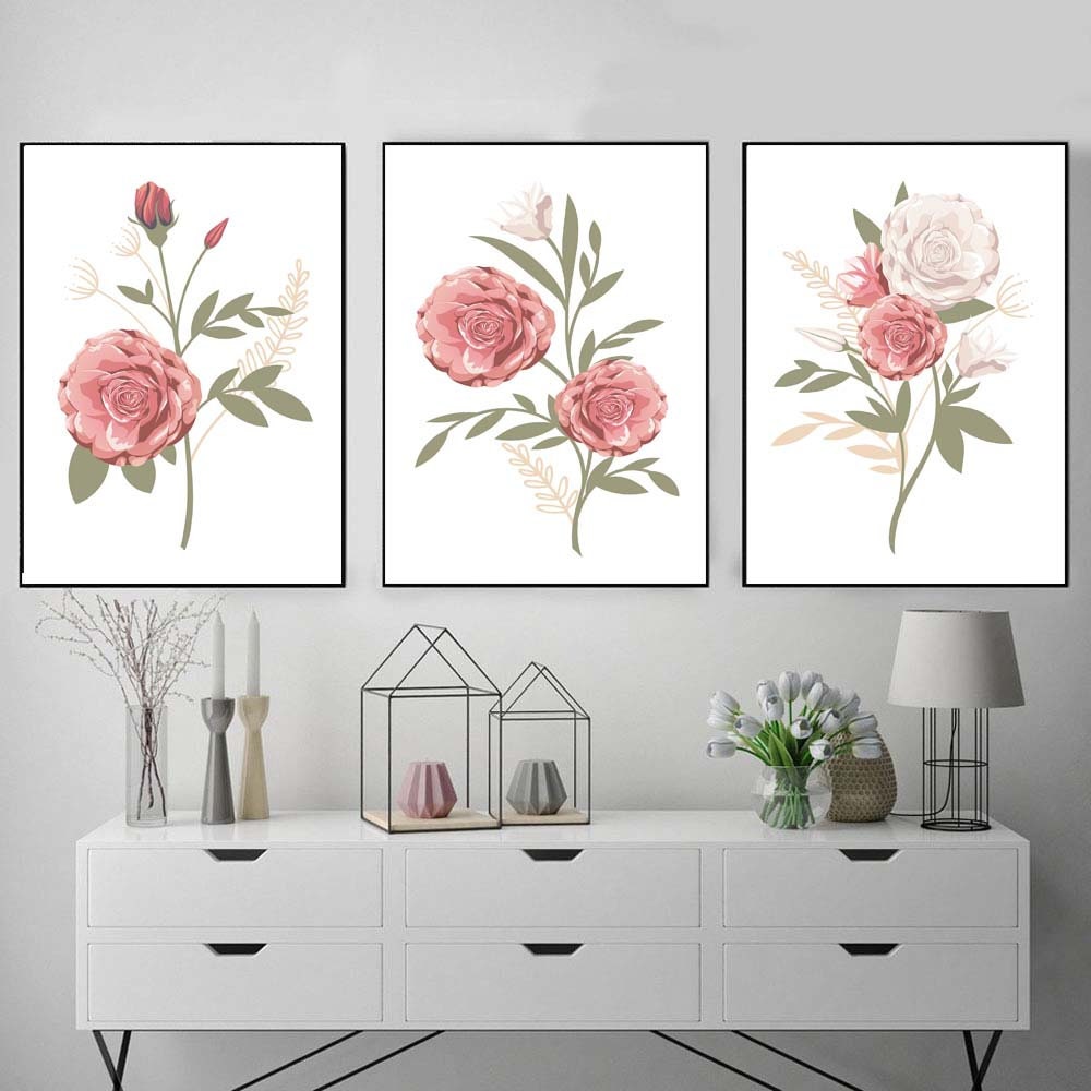 Set of 3 Floral Prints, Botanical Wall Art Set, Printable Floral Art ...